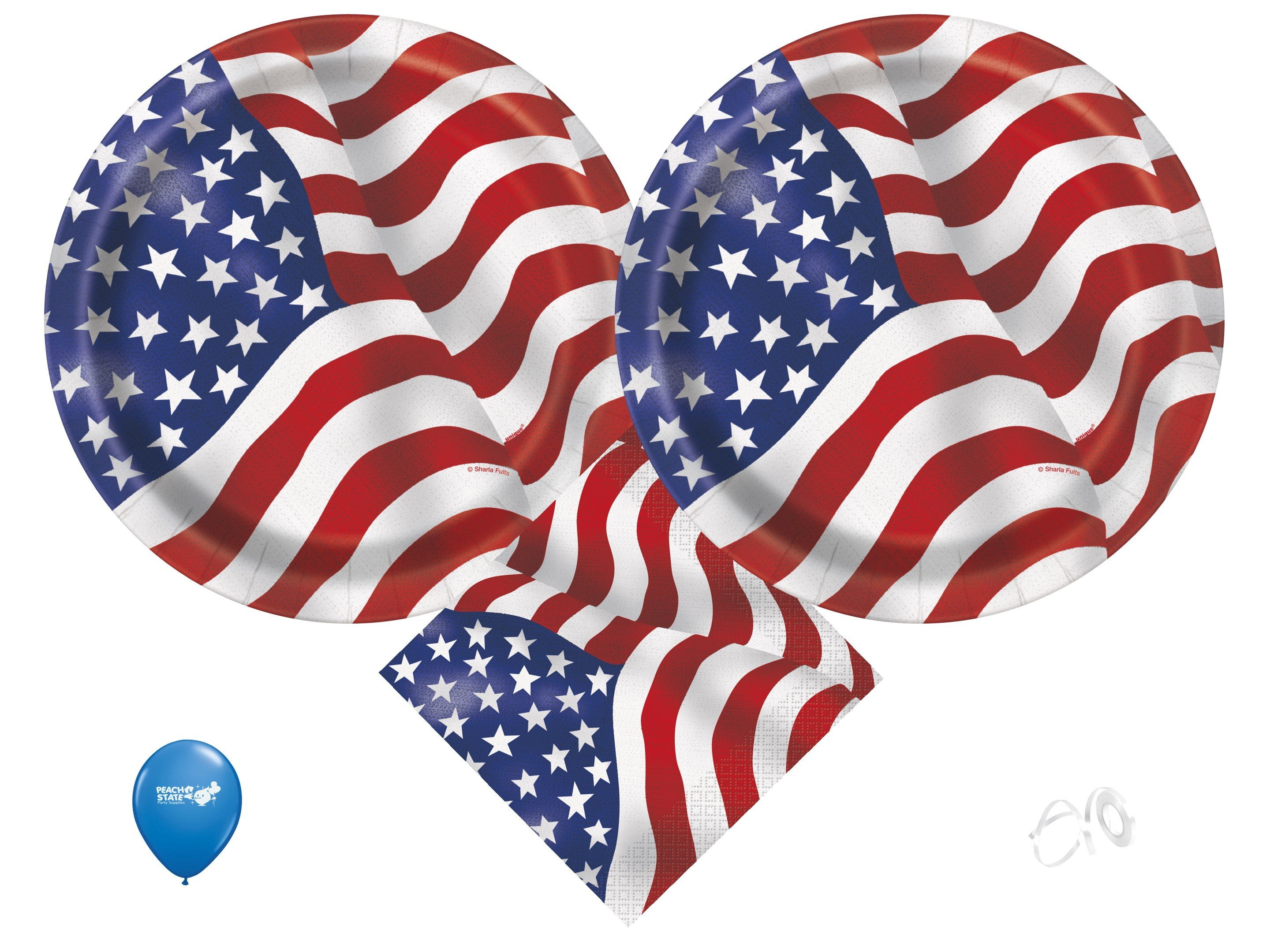 USA Flag Patriotic 4th of July Party Supplies Pack USA Flag Plates USA ...