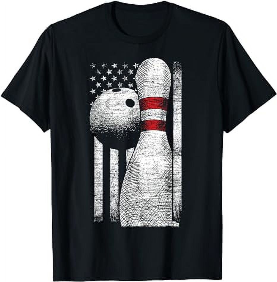 USA Flag Patriotic American Bowler Gift Bowling Ball Bowling T-Shirt ...