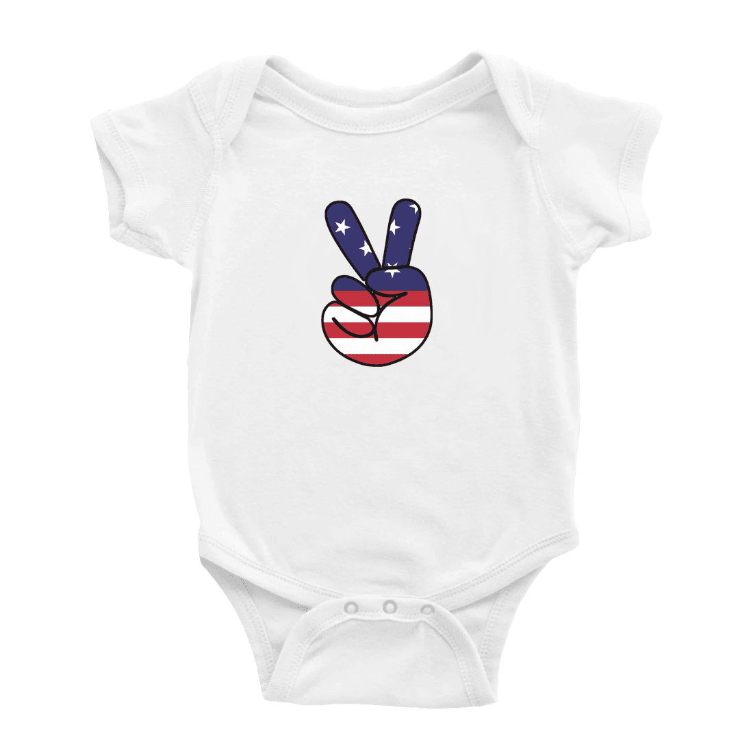 USA Flag Peace Hand Yeh Sign Funny Baby Bodysuit Boy Girl Unisex ...