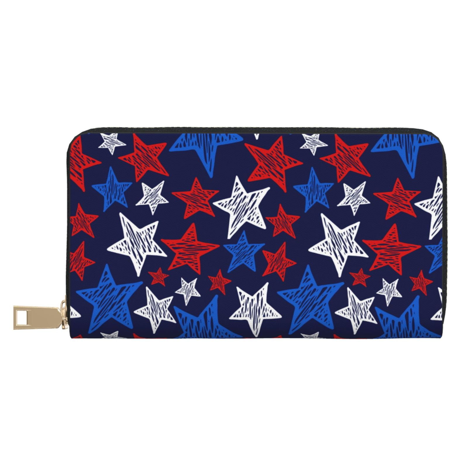 USA Flag Print star Wallet Women, Leather Bifold Multi Card Wallet ...