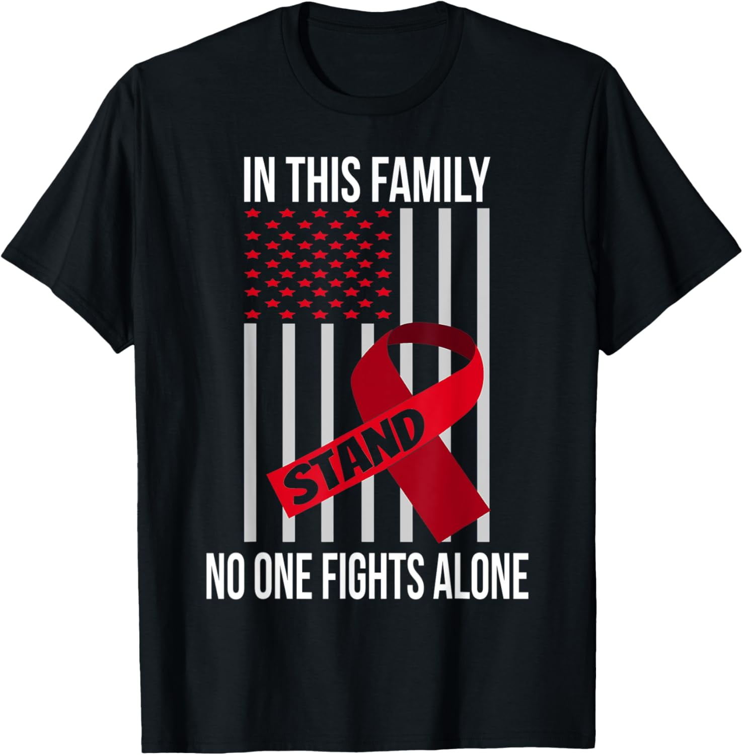 USA Flag SCD Anemia Burgundy Ribbon Sickle Cell Anemia T-Shirt ...