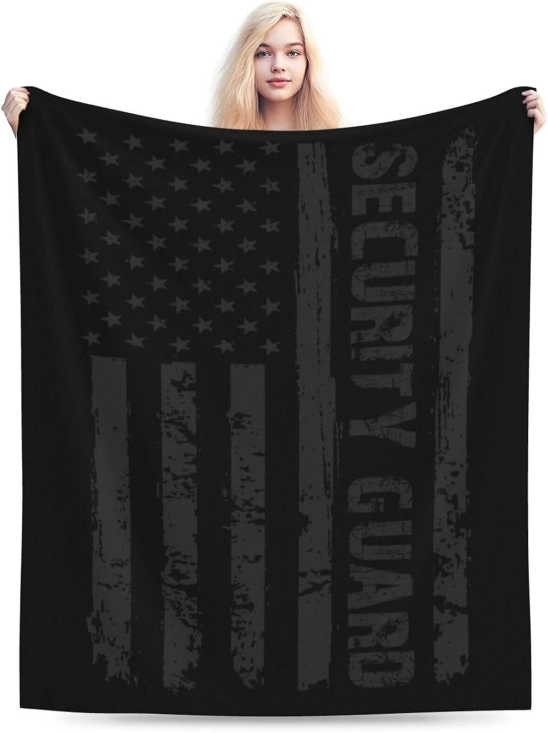 USA Flag Security Guard Throw Blanket for Couch 80"x60" Super Soft Cozy ...