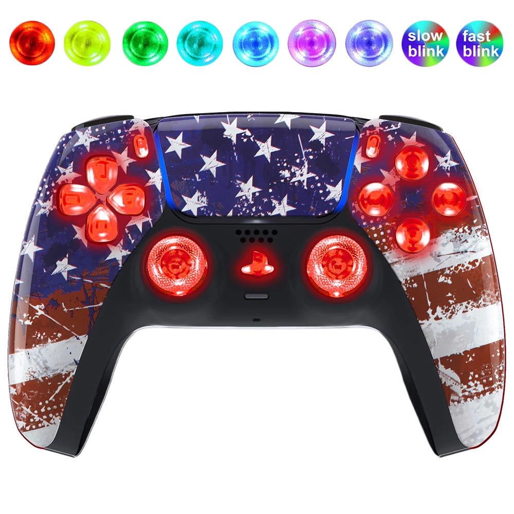 USA Flag Silent Modz LED Light Up Buttons Wireless Custom Controller ...