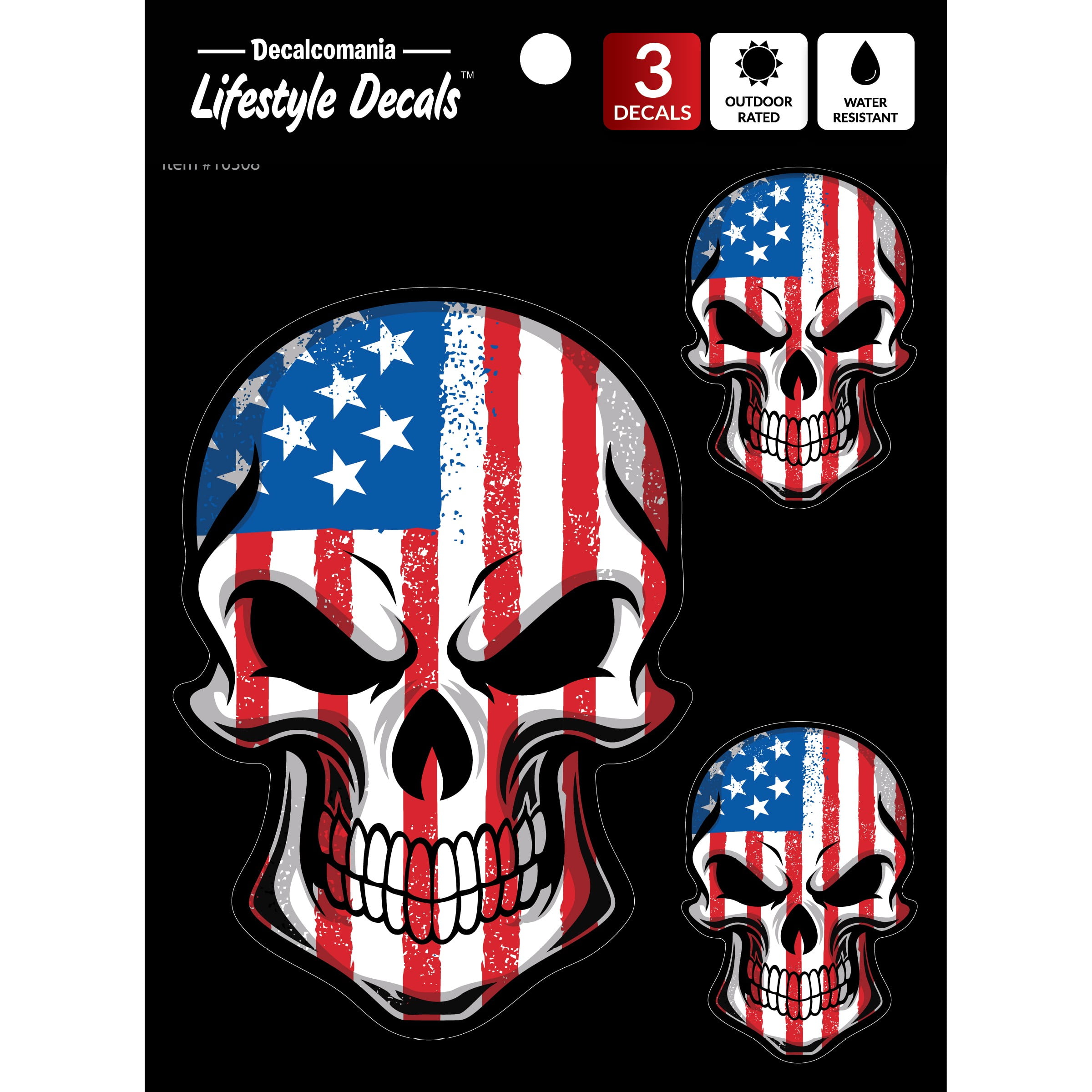 USA Flag Skull Truck Decals - Set of 3 American Flag Patriotic Skull ...