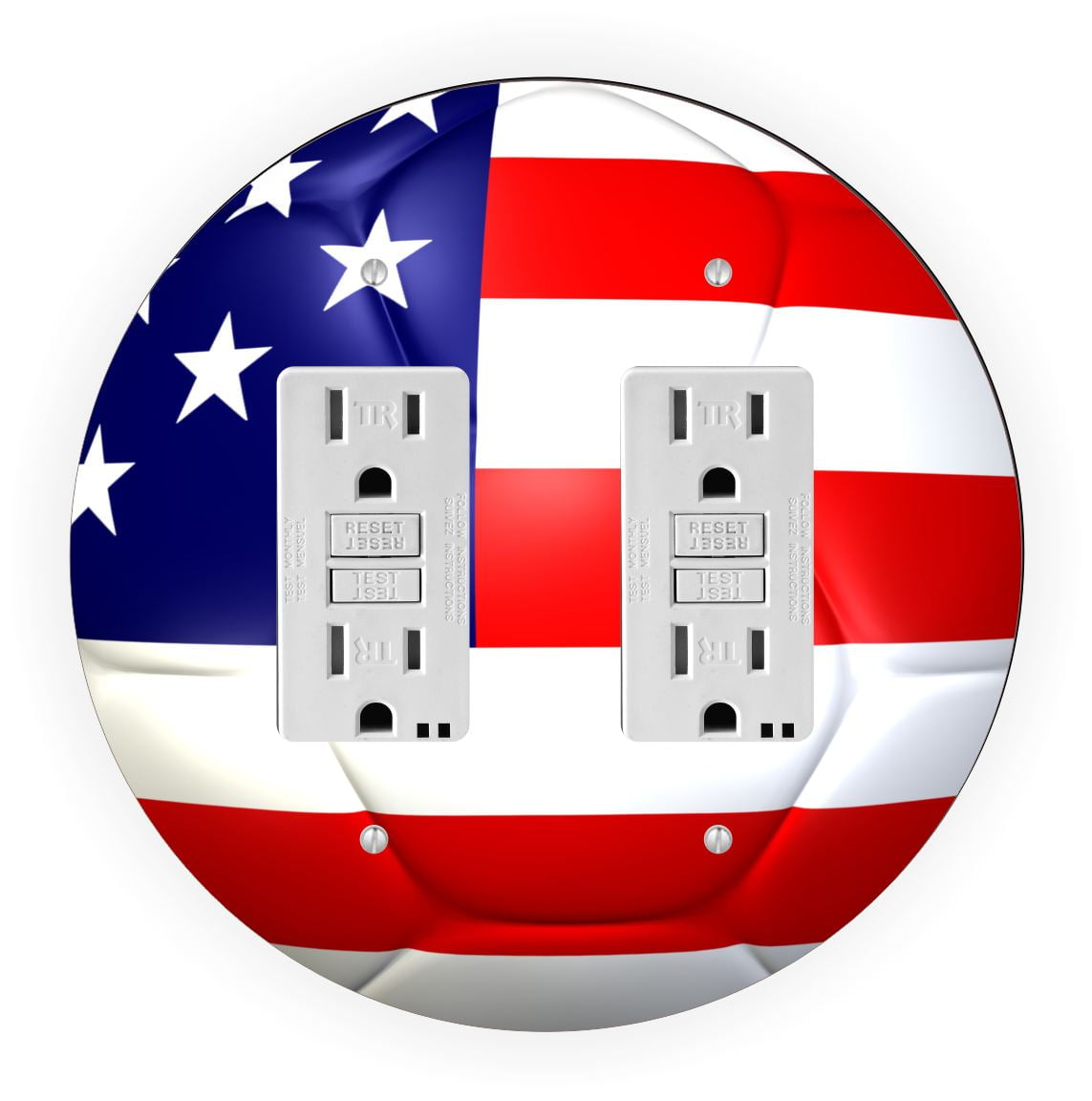 USA Flag Soccer Ball Design - Round Light Switch Plate Cover - Double ...