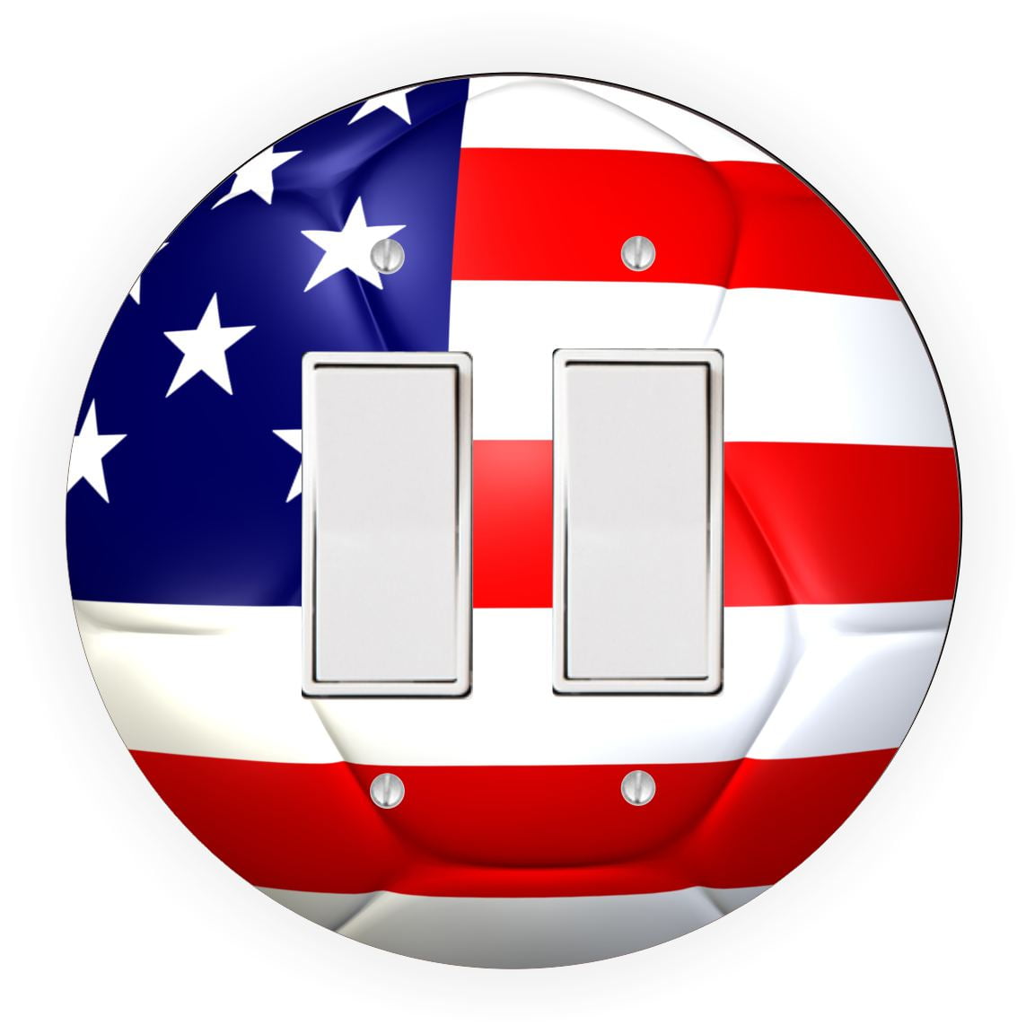 USA Flag Soccer Ball Design - Round Light Switch Plate Cover - Single ...