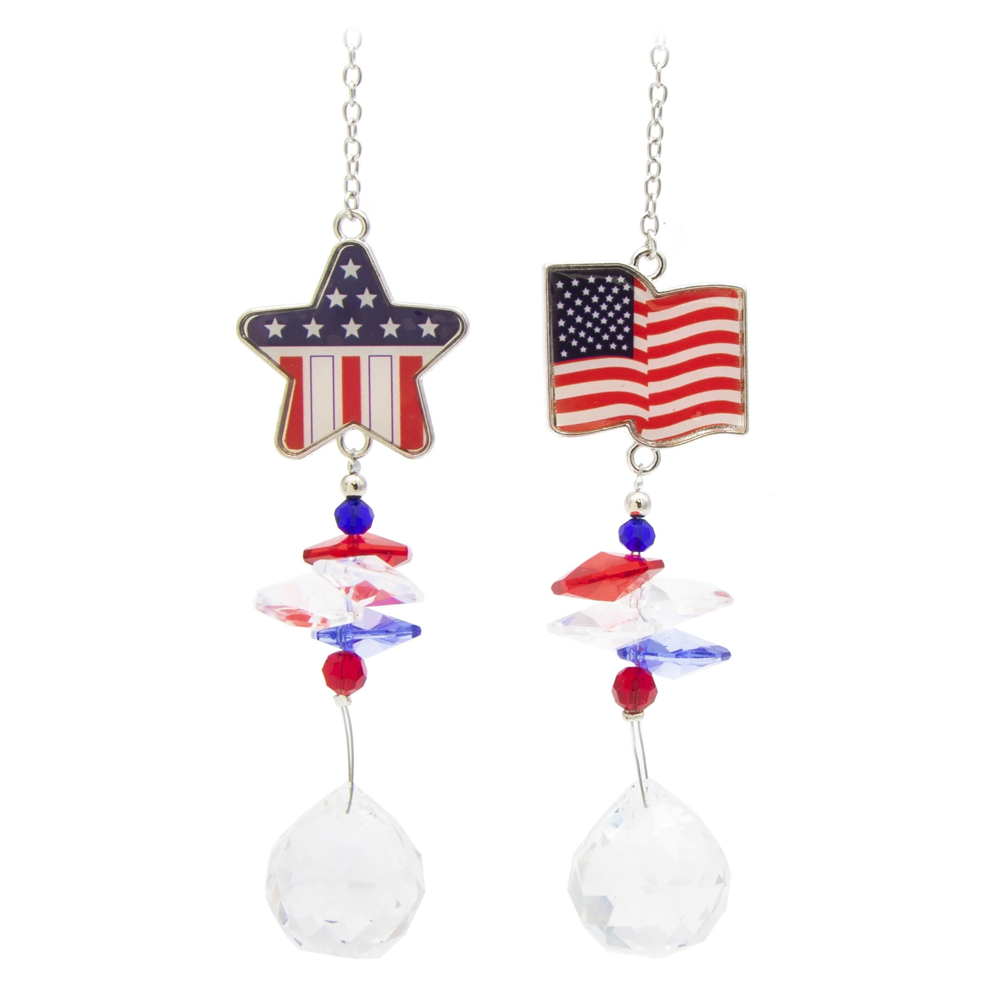 USA Flag Stars and Stripes Patriotic Suncatcher Set in Red, White, Blue ...