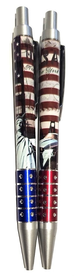 USA Flag, Statue of Liberty New York Souvenir BallPoint Pens (Set of 2 ...