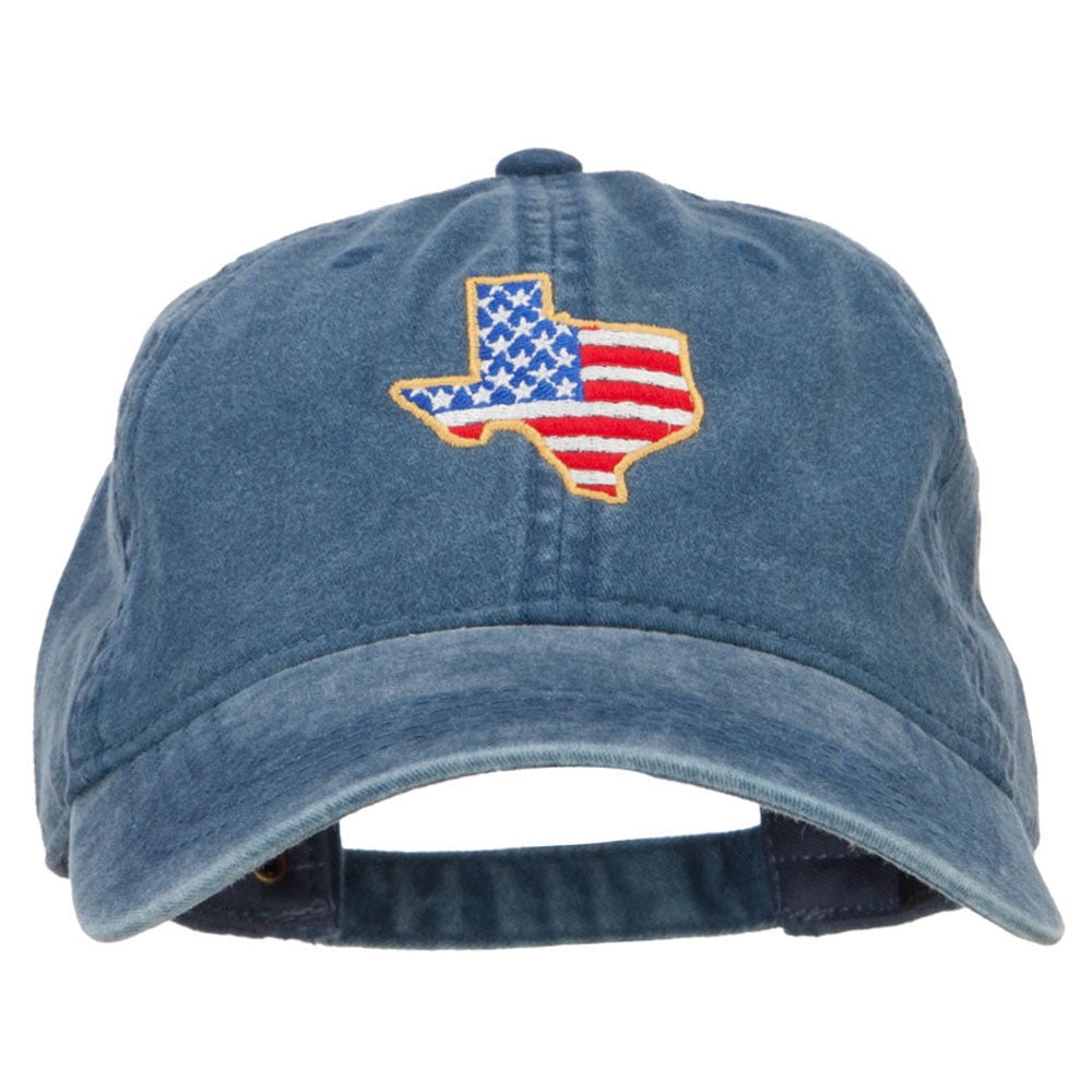 USA Flag Texas Map Embroidered Washed Buckle Cap - Navy OSFM - Walmart.com