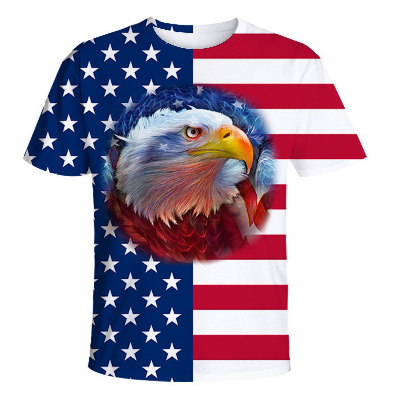 USA Flag Tshirt Men Patriotic Tees July 4th Independence Day Tops ...