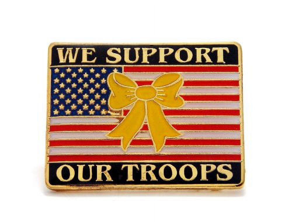 USA Flag Yellow Ribbon We Support Our Troops Military Lapel Hat Pin ...