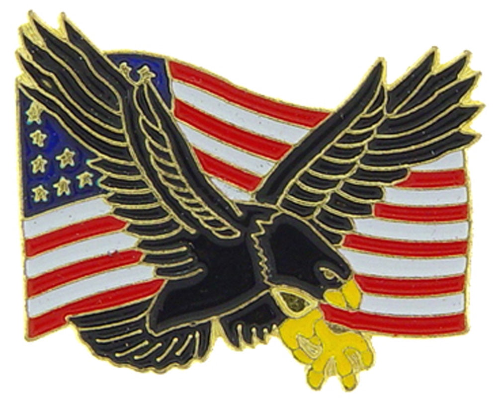 USA Flag with Hawk Eagle Pin - Officially Licensed Enamel Pin ...