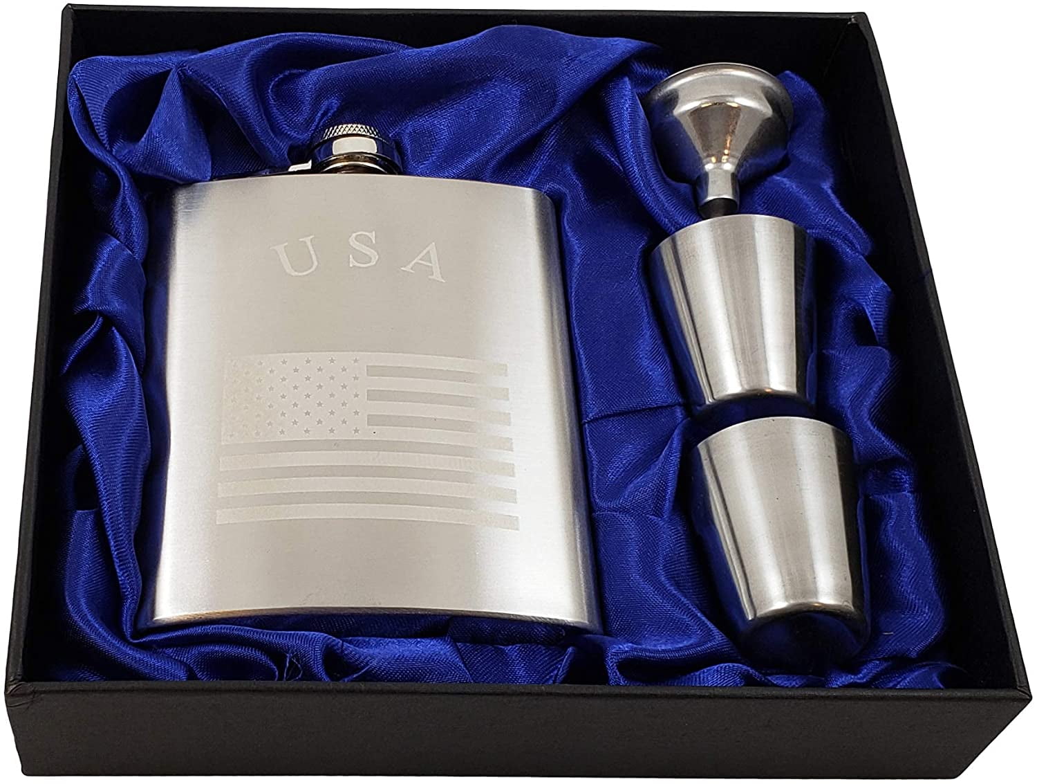 USA Flask Gift Set - 7 oz Flask Engraved with American Flag - Walmart.com
