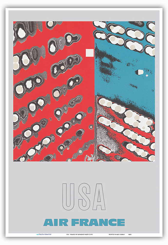 USA - France - Vintage Airline Travel Poster by Raymond Pagés c.1971 ...