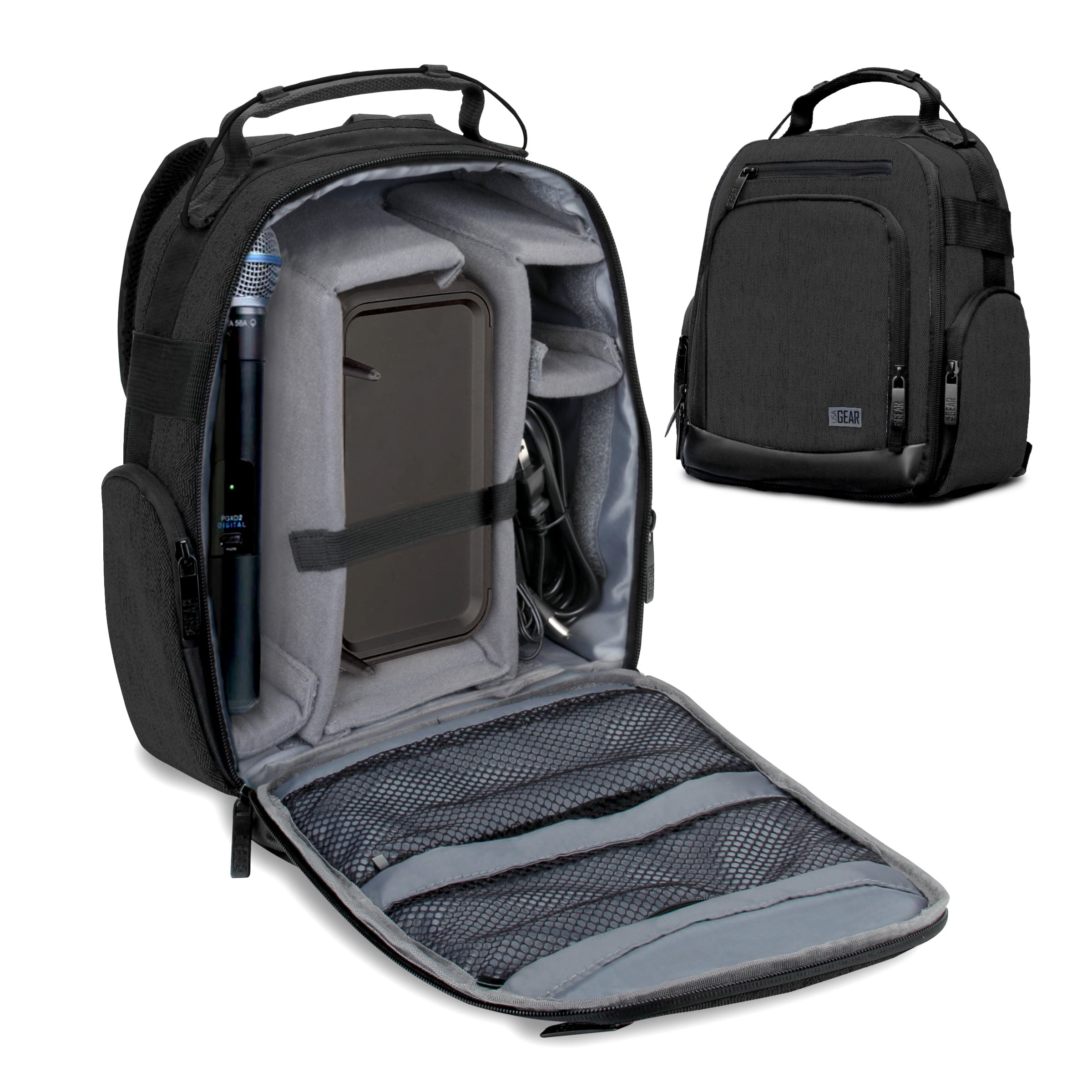 USA GEAR Audio Equipment Backpack - Microphone Case for Recording ...