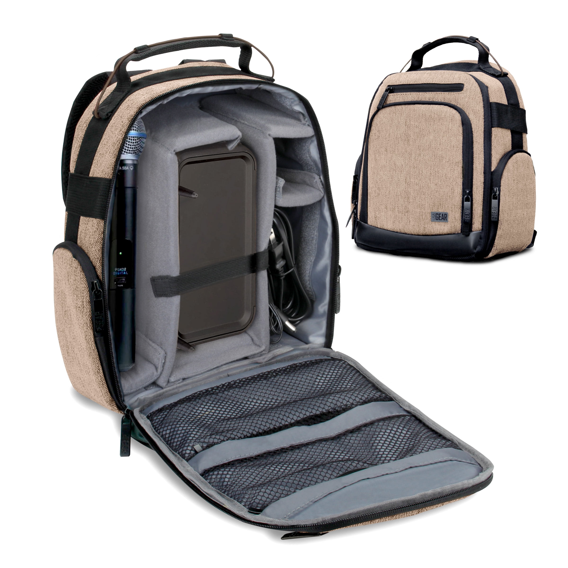 USA GEAR Audio Equipment Backpack - Microphone Case for Recording ...