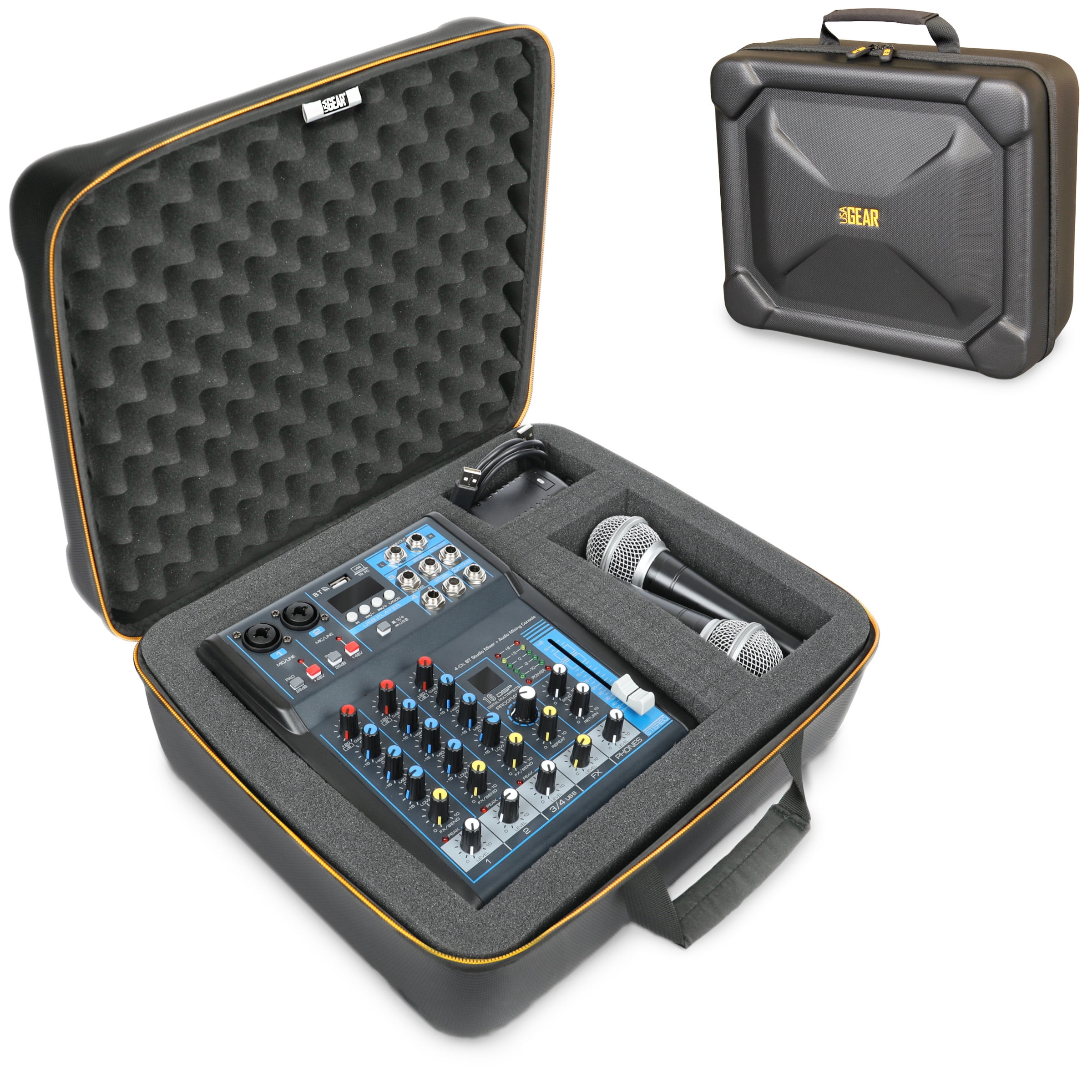 USA GEAR Audio Mixer Case - DJ Mixer Audio Bag with Customizable Foam ...