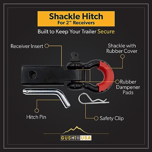 USA GH 45832 Shackle Hitch for 2" Receivers,15+ton Break Strength, 5/8 ...