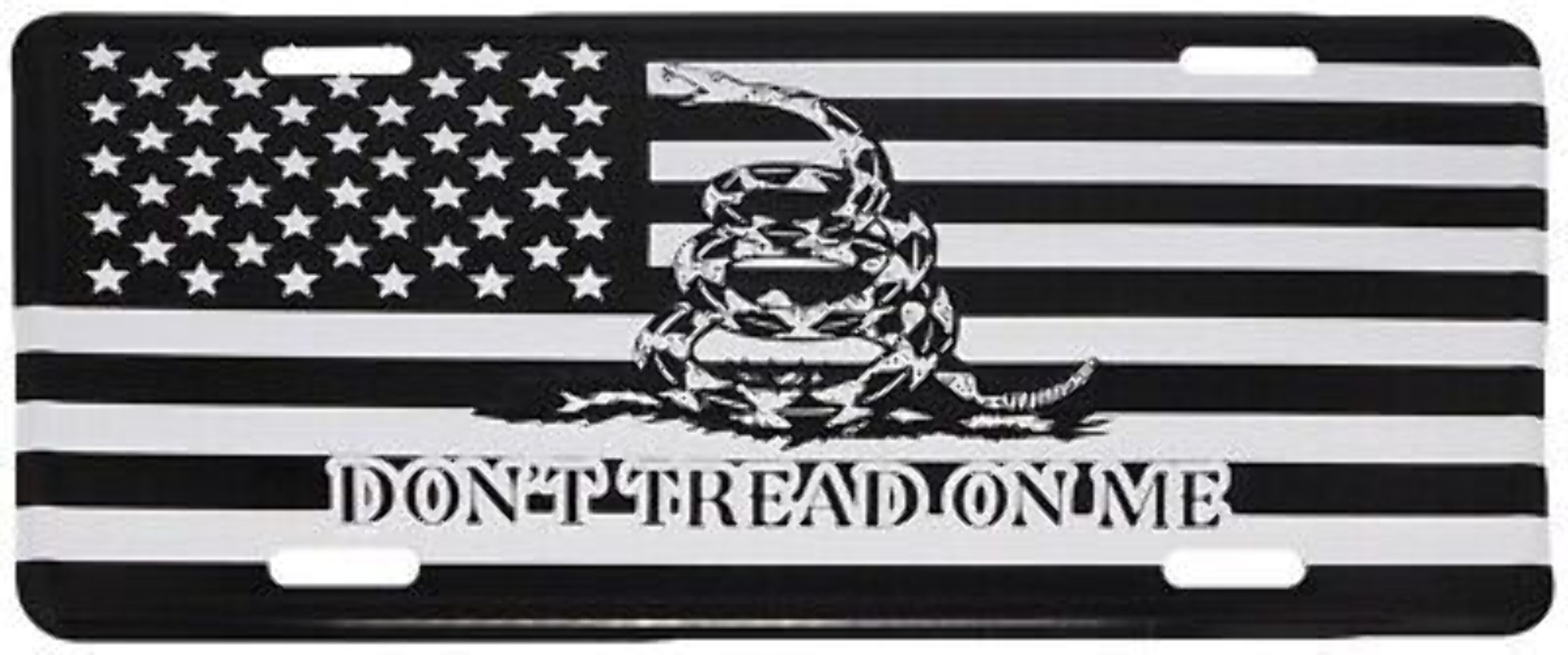 USA Gadsden Don't Tread On Me Black White 6"x12" Aluminum License Plate ...