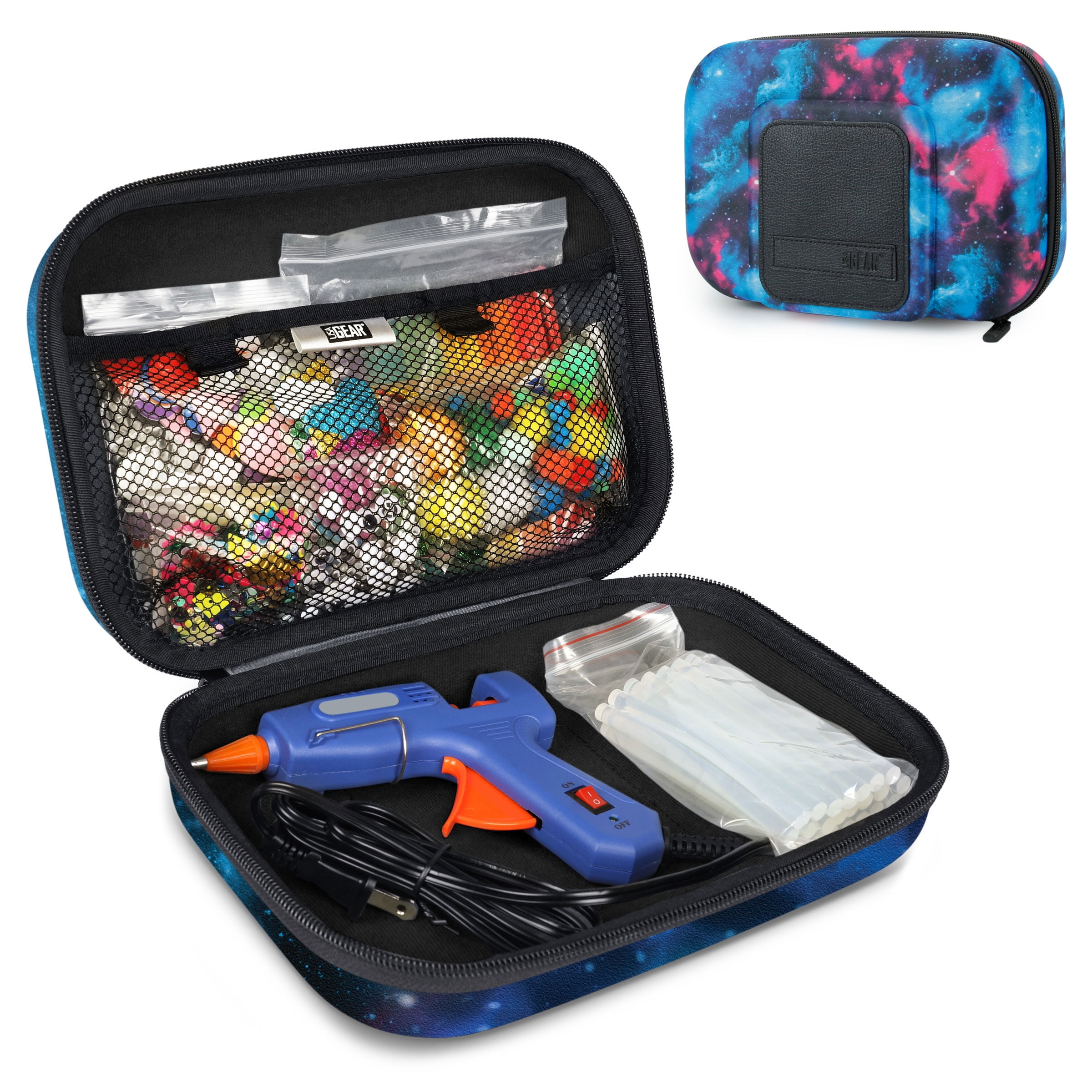 USA Gear Hot Glue Gun Case with Mesh Pocket, Extra Pouches, Hard ...