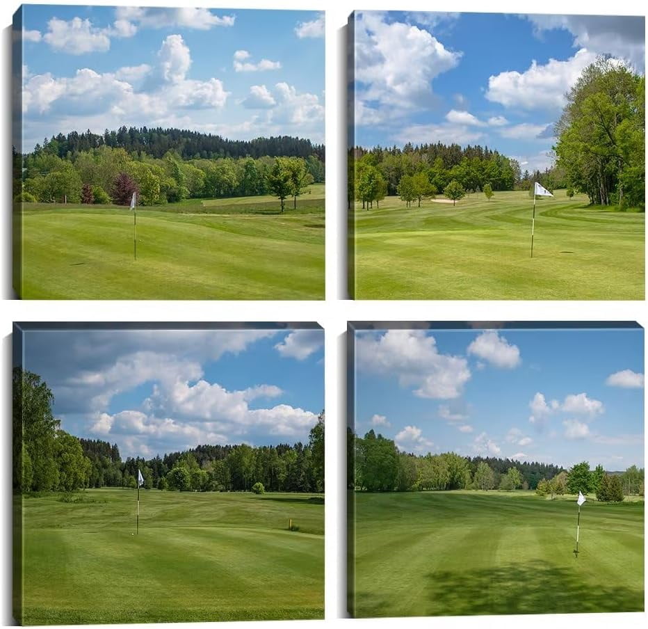 USA Golf Course Canvas Wall Art for Gym Club Golf Wall Decor Blue Green ...