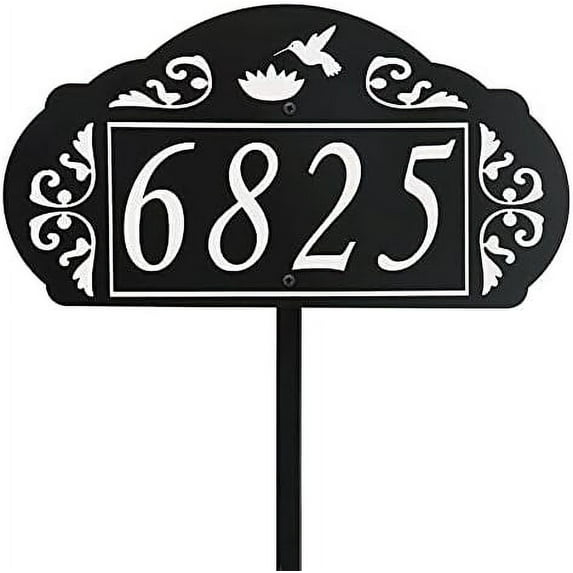 USA Handcrafted Le Reflective Garden Address Sign with Hummingbird ...