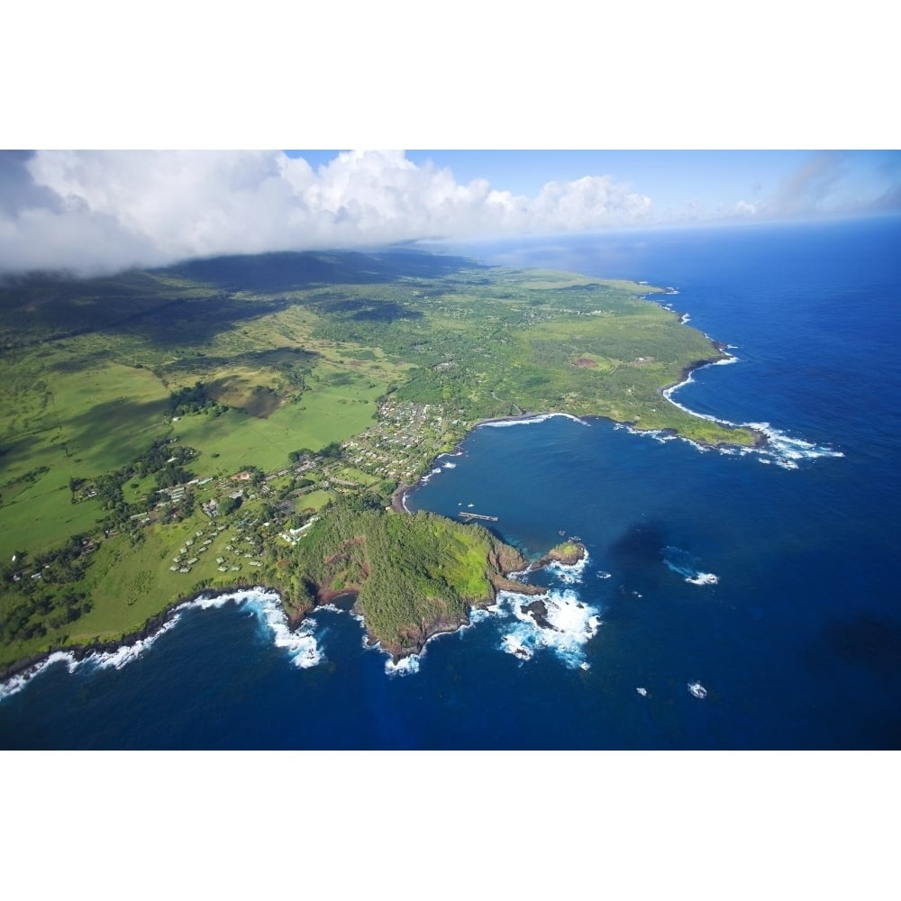 USA Hawaii Maui Aerial view of town; Hana Poster Print - Walmart.com