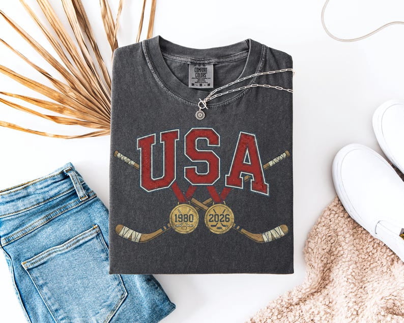 USA Hockey Gold Medal Vintage Graphic T-Shirt – 1980 & 2026 Inspired ...