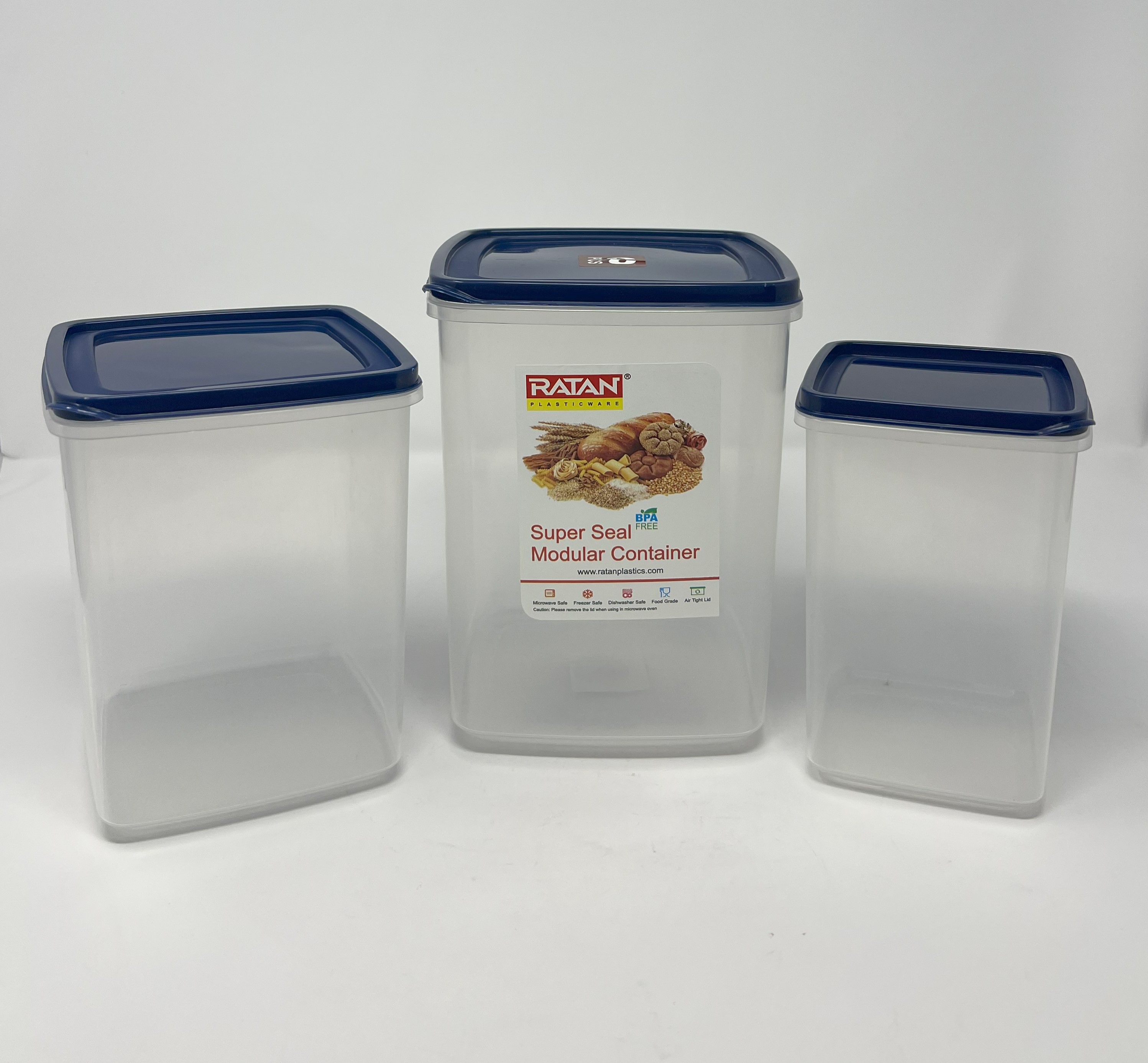 USA HomeMax 3pc Square Super Seal Modular Container Food Grade Assorted Colors - Pack of 3 ...