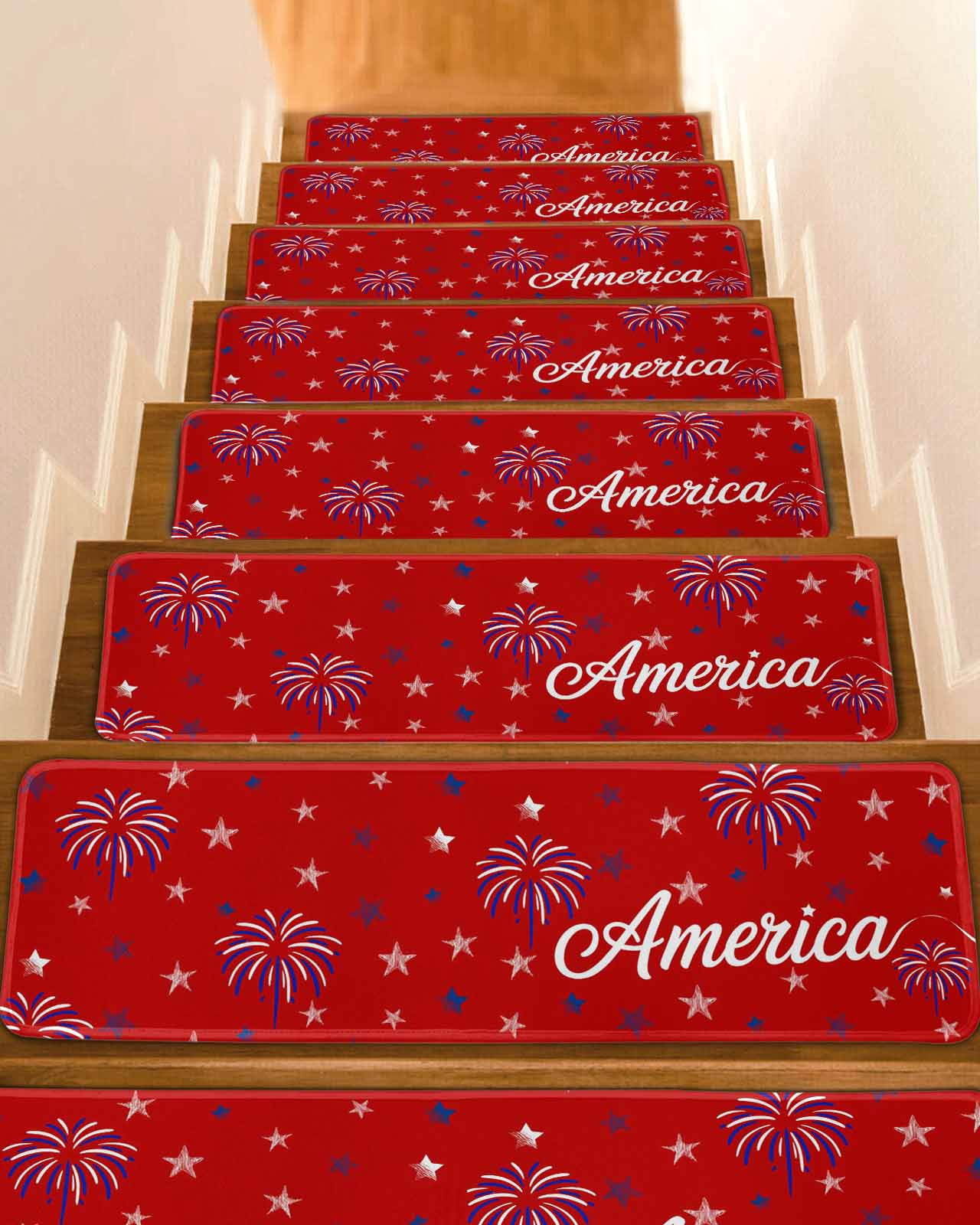 USA Independence Day Stair Treads for Wooden Steps Indoor Runner Rug ...