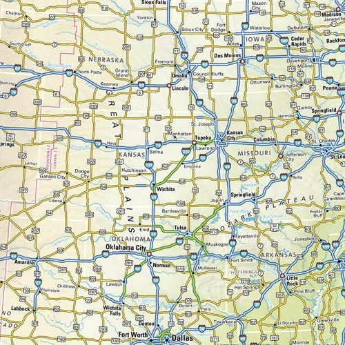 USA Interstate Highways Wall Map - 22.75" x 15.5" Matte Plastic ...