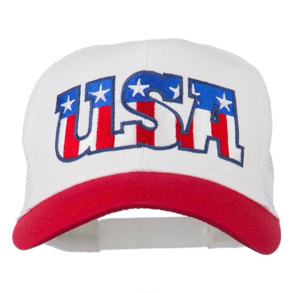 USA Letters Embroidered Mesh Cap - Red White OSFM - Walmart.com