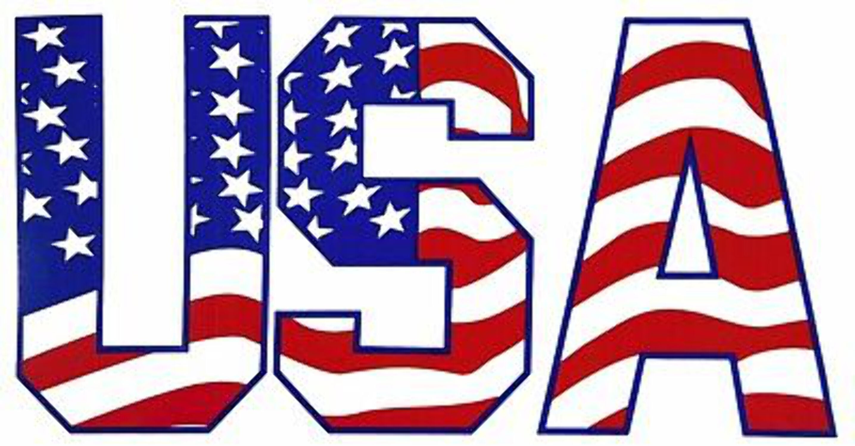 USA (Letters) USA Flag Overlay White 3.75”x7.5” Vinyl Bumper Sticker ...