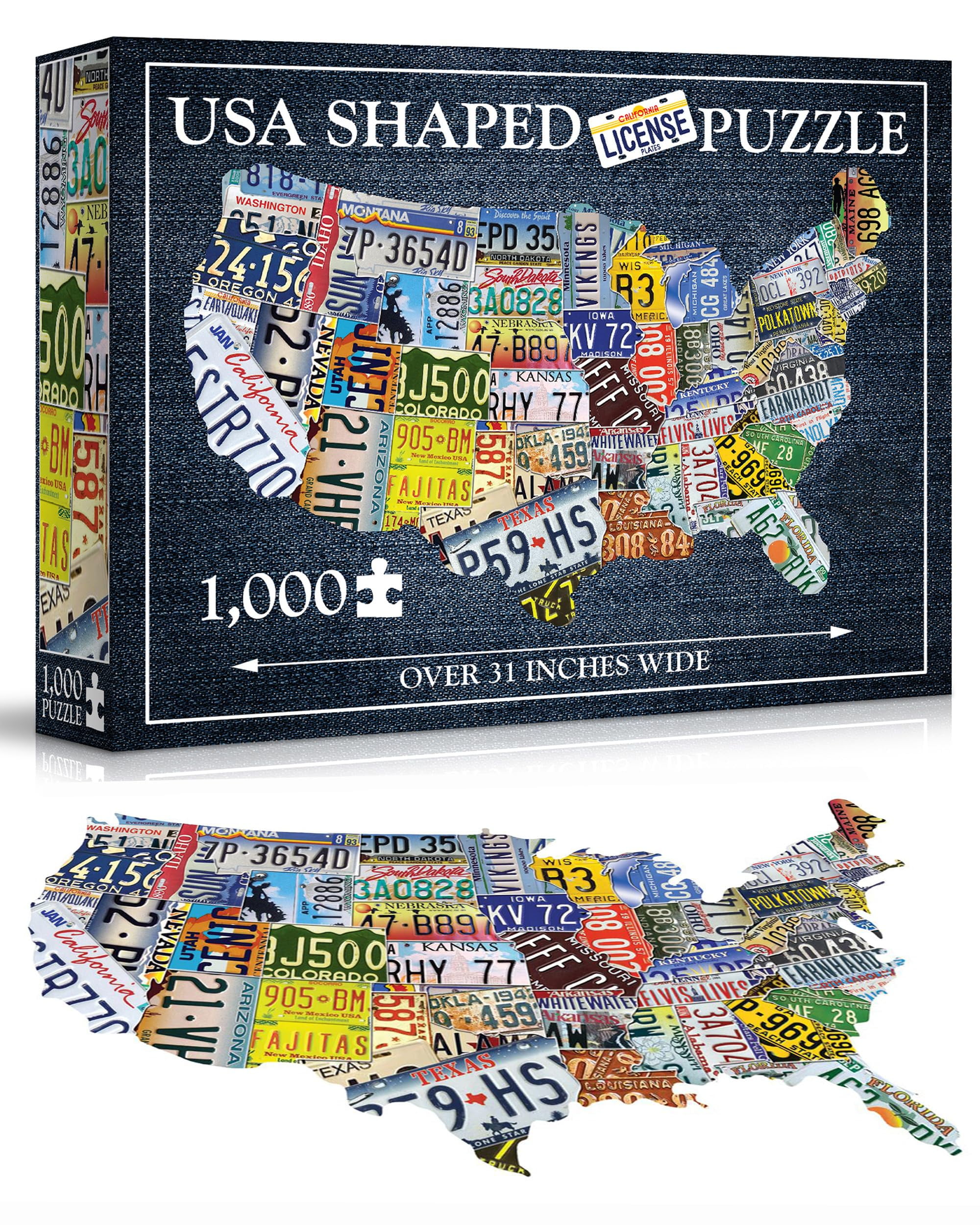 USA License Plate Map STF9 1000 Piece Jigsaw Puzzle in the Shape of the ...