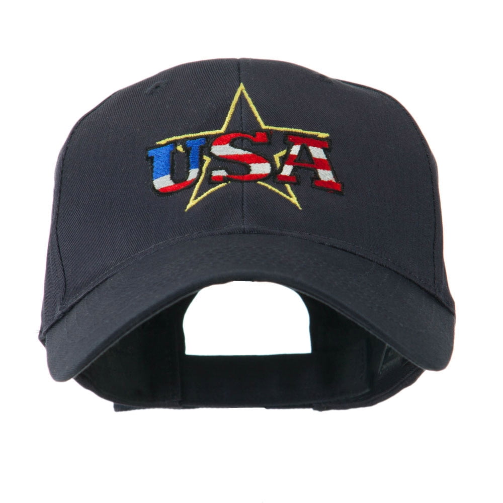 USA Logo with Star Embroidered Cap - Navy OSFM - Walmart.com
