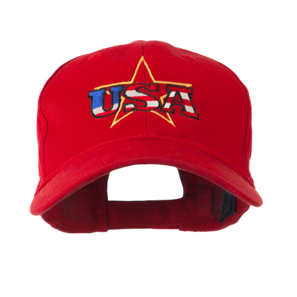 USA Logo with Star Embroidered Cap - Red OSFM - Walmart.com