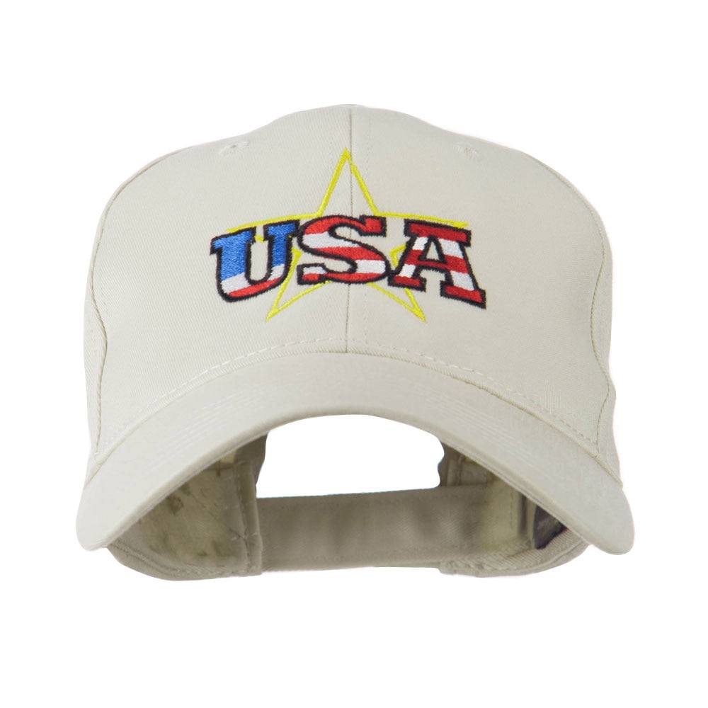 USA Logo with Star Embroidered Cap - Stone OSFM - Walmart.com