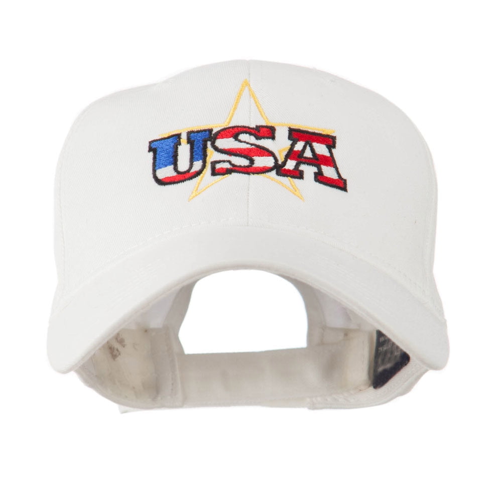 USA Logo with Star Embroidered Cap - White OSFM - Walmart.com