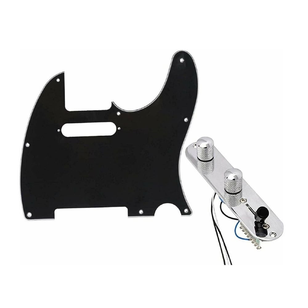 USA MIM Telecaster Pickguard and Loaded Control Plate Black and Chrome ...