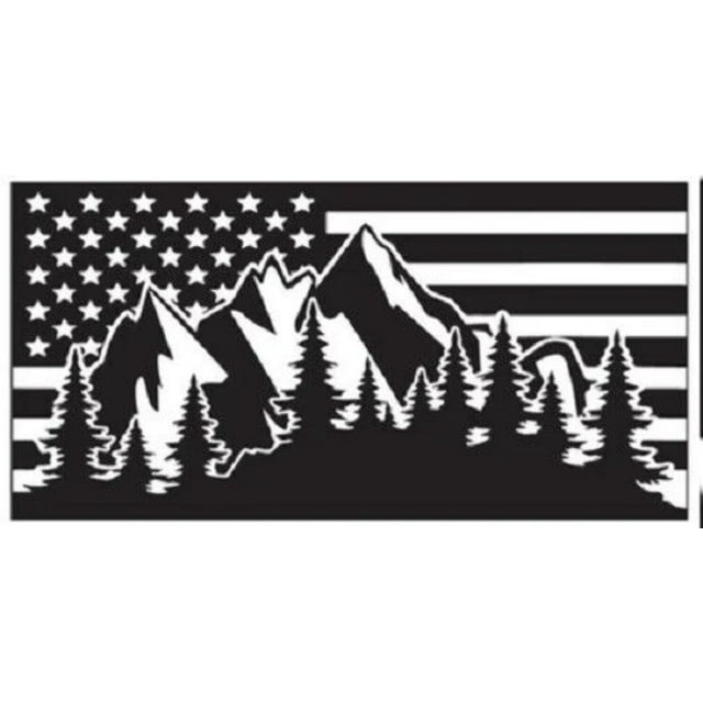 USA MOUNTAINS FOREST TACTICAL BLACK Vinyl Decal Bumper Sticker ...