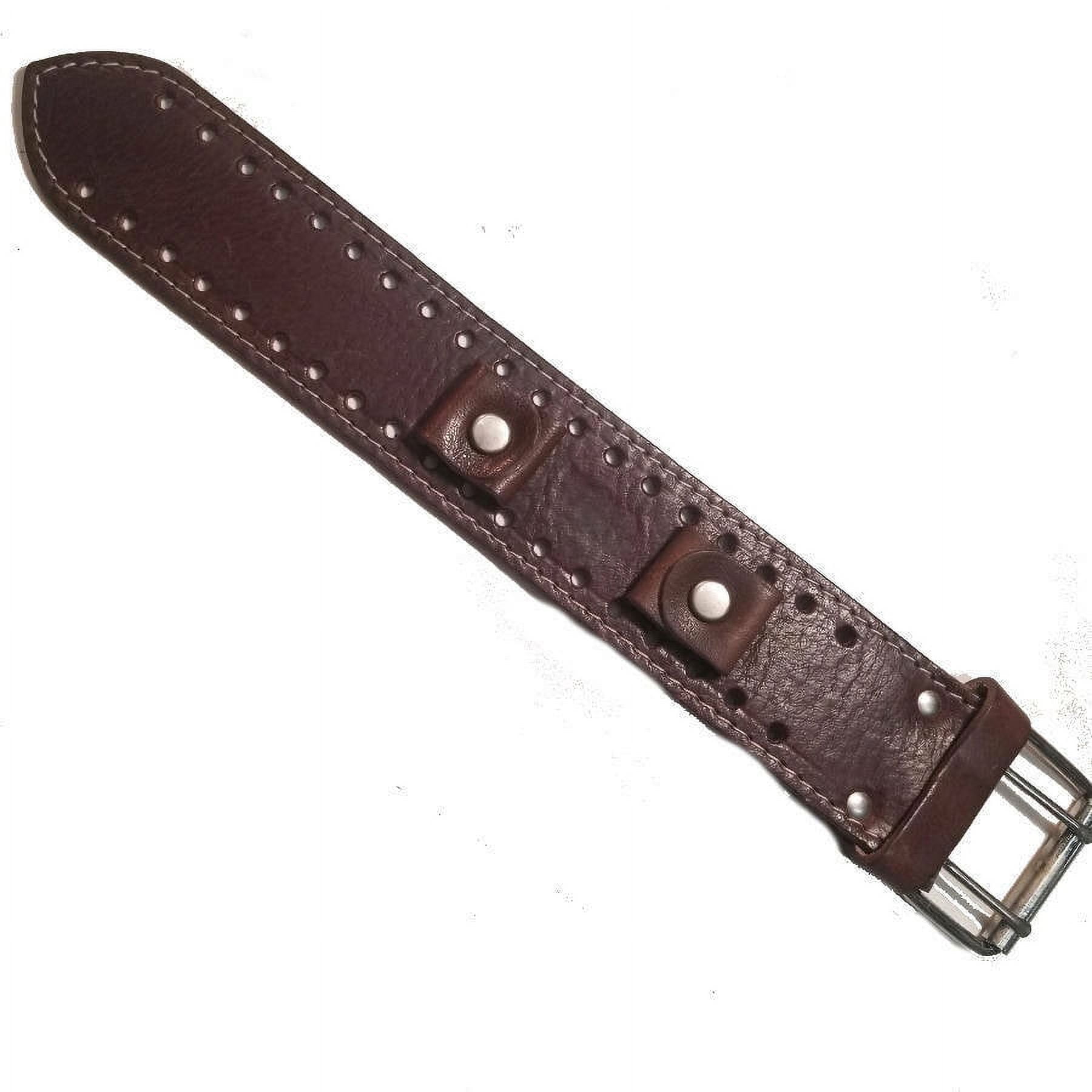 USA Made Buckle Brown Leather Wide Watch Band (Unisex) - Walmart.com