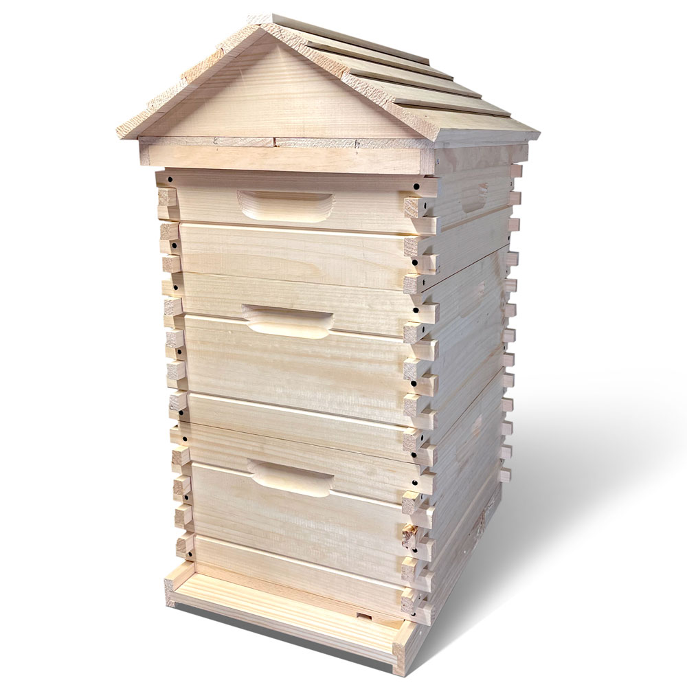 USA-Made Log Cabin Style Beehive: Sustainable White Pine, Interlocking ...