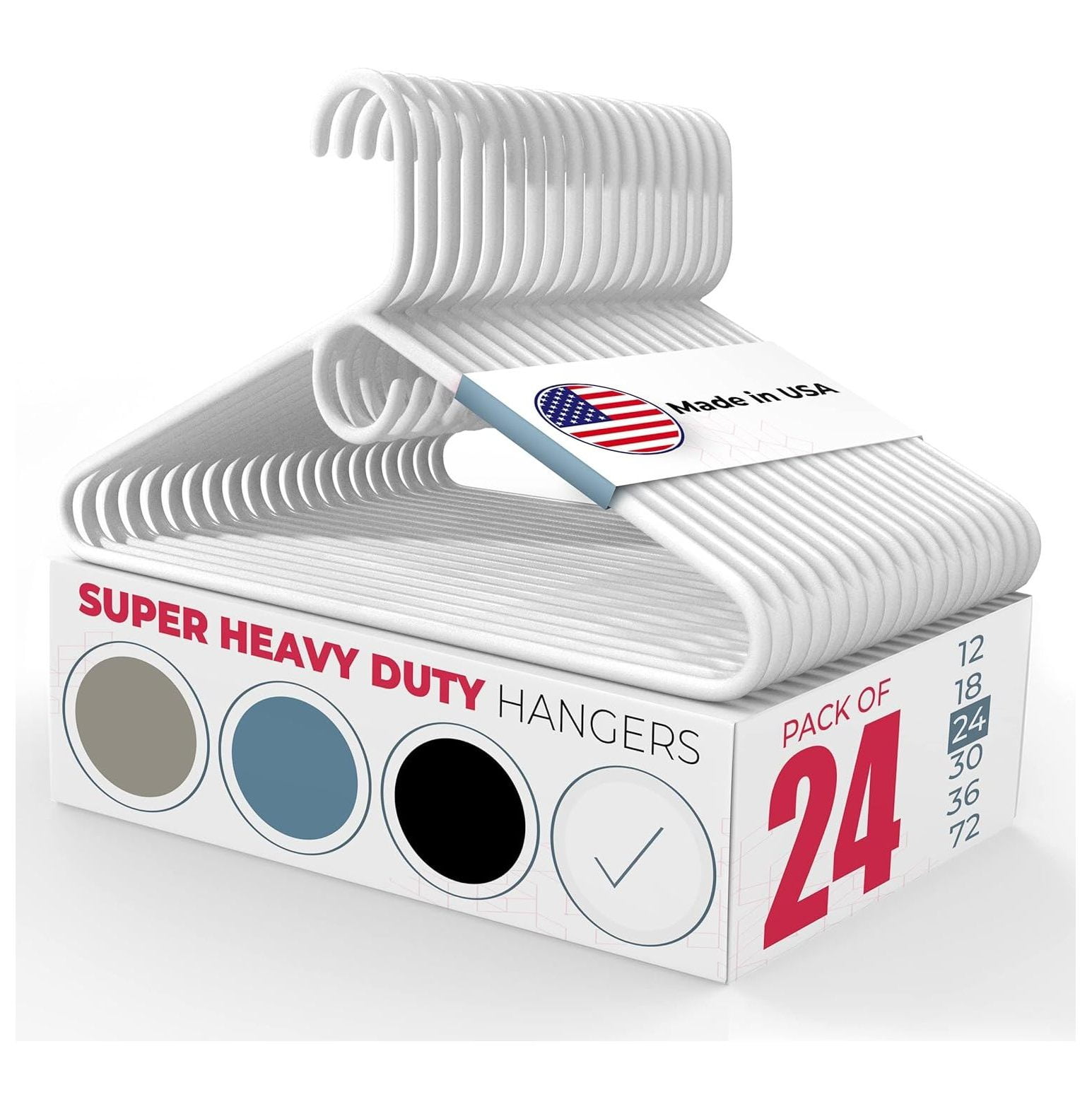 USA-Made Super Heavy-Duty Plastic Hangers White (12, 18, 24, 30, 36, 72 ...