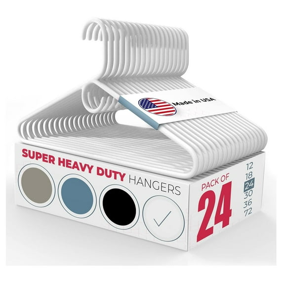USA-Made Super Heavy-Duty Plastic Hangers White (12, 18, 24, 30, 36, 72 ...