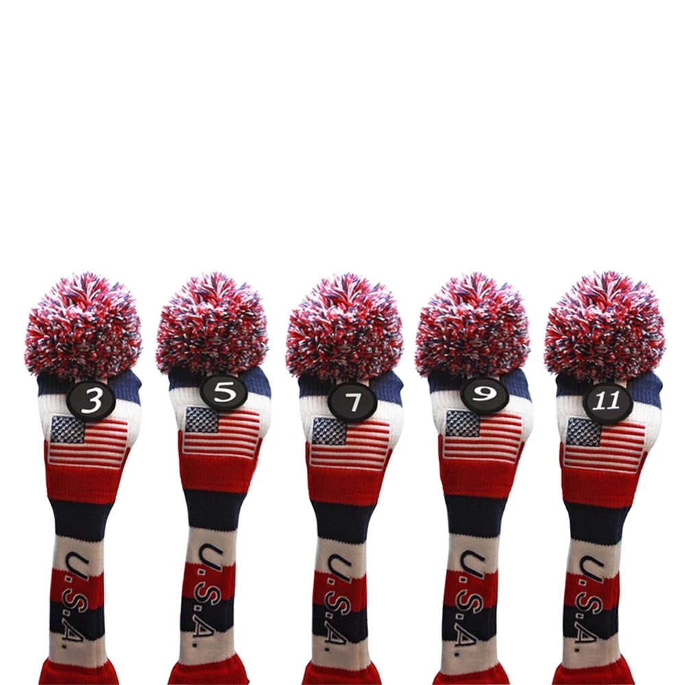USA Majek Golf 3 5 7 9 11 Fairway Woods Headcovers Pom Pom Knit Limited ...