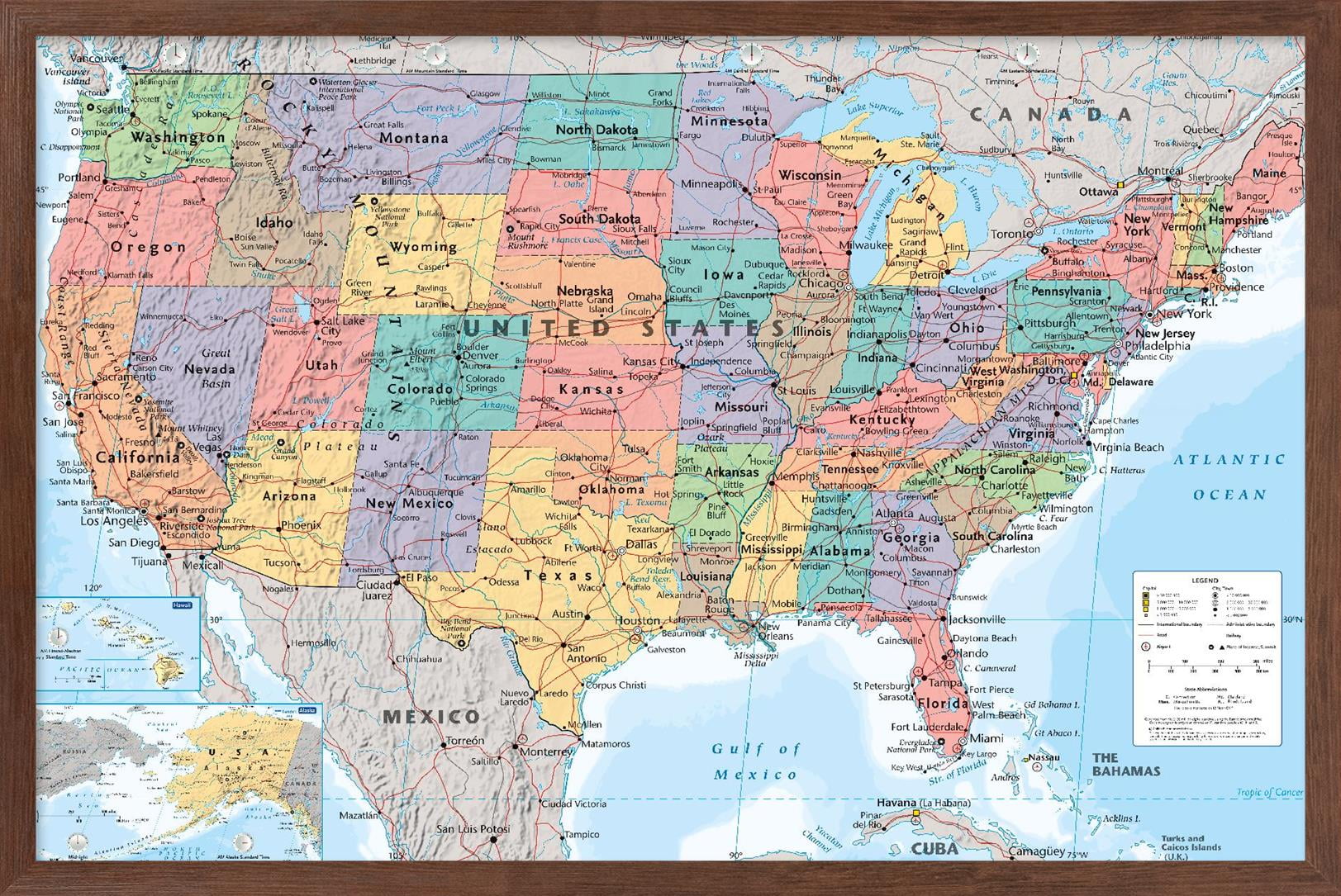Trends International Framed USA Map 2023 Wall Poster, 22.375" x 34 ...
