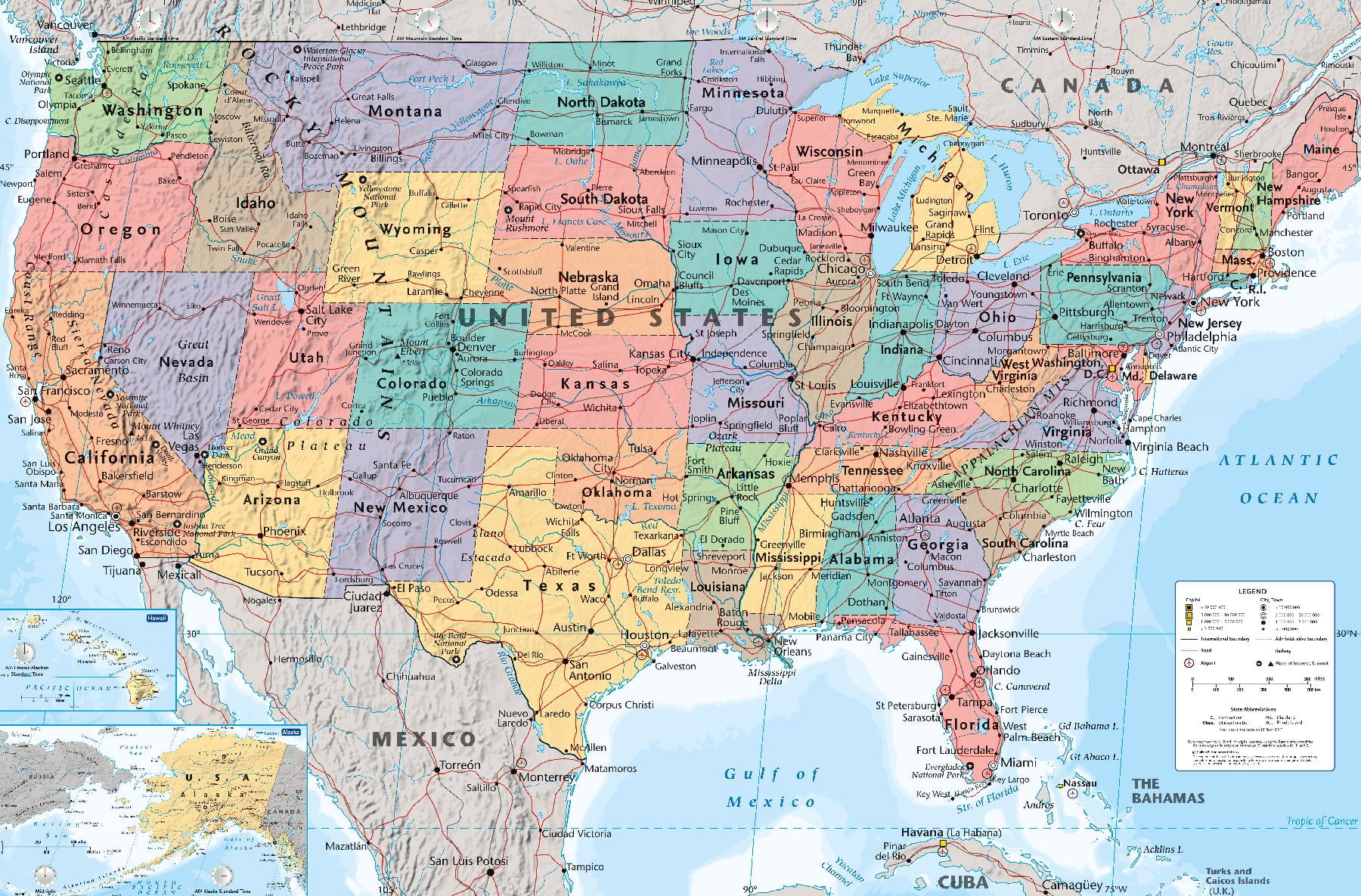 USA Map 2023 Wall Poster, 22.375" x 34" - Walmart.com