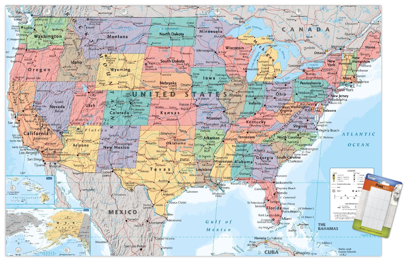 USA Map 2023 Wall Poster, 22.375" x 34" - Walmart.com