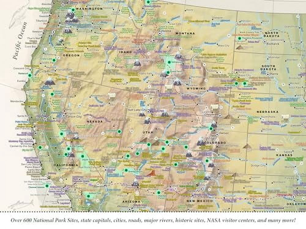 USA Map Poster With National Parks with USA Travel Destinations ...