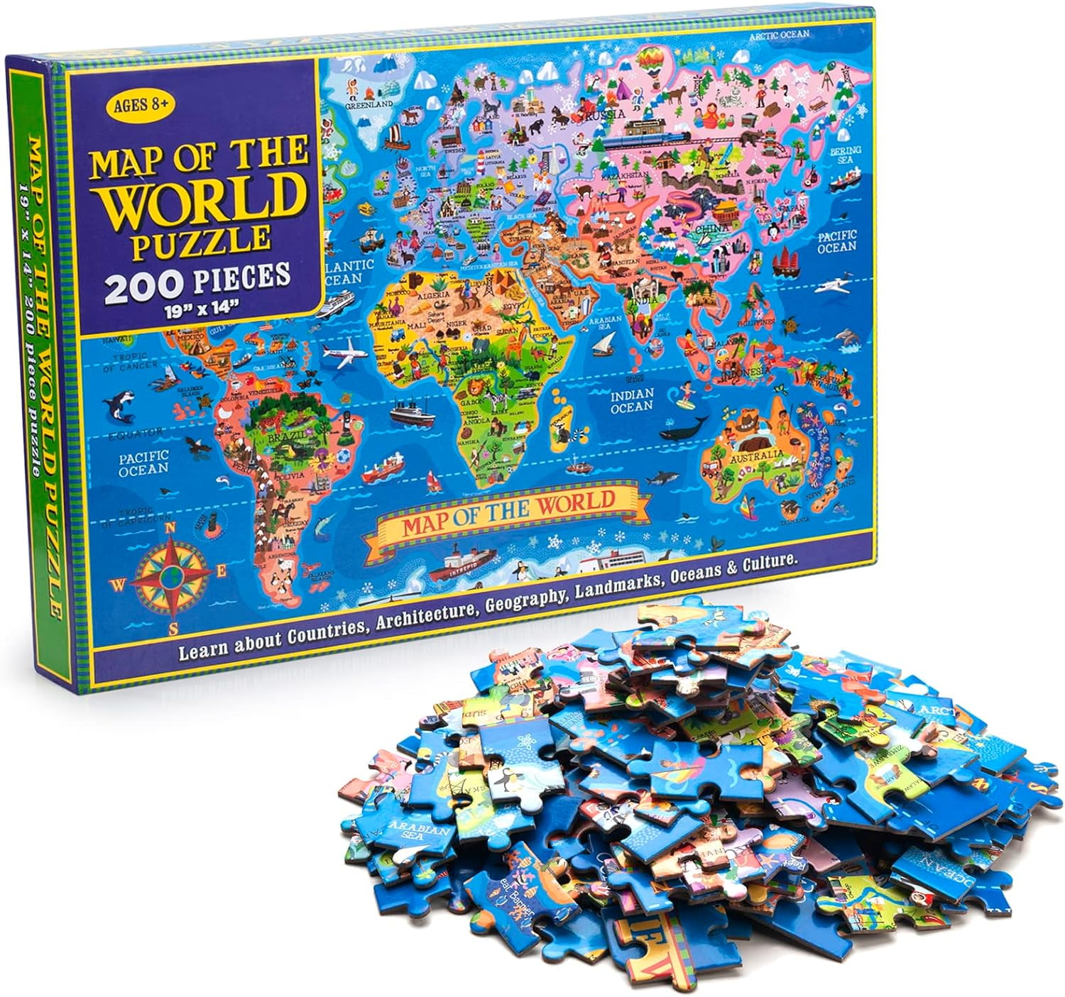 USA Map Puzzle for Kids - 200 Piece United States Puzzle - States with ...